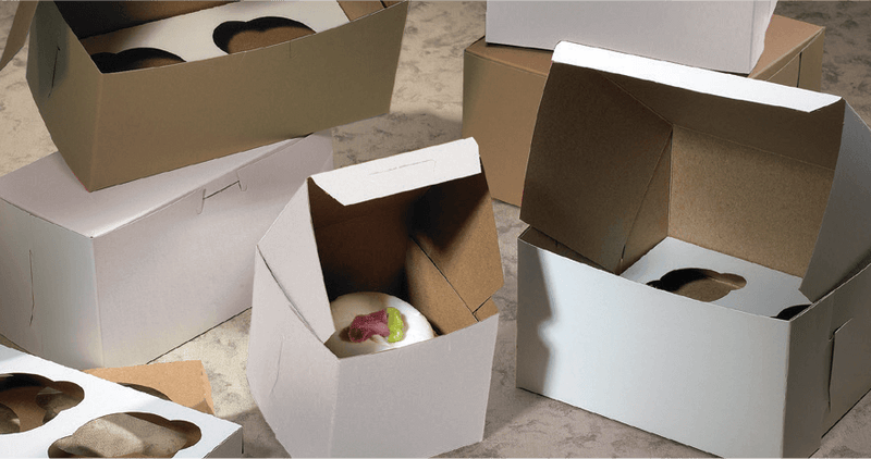 Kraft Bakery Boxes without Windows, 1 Piece Lock-Corner Style – Snow ...